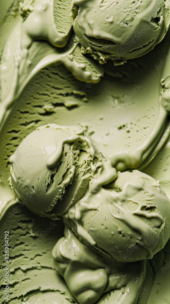 Close-up texture of ice cream, refreshing and vibrant hue in detail ...