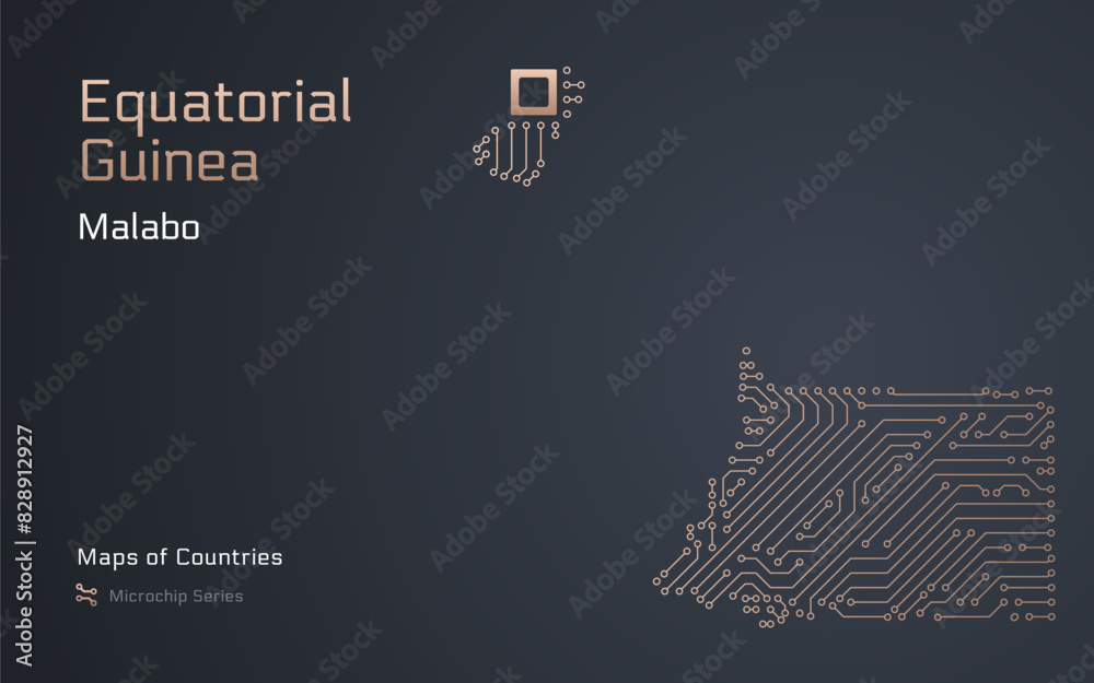 Equatorial Guinea Map with a capital of Malabo City Shown in a ...