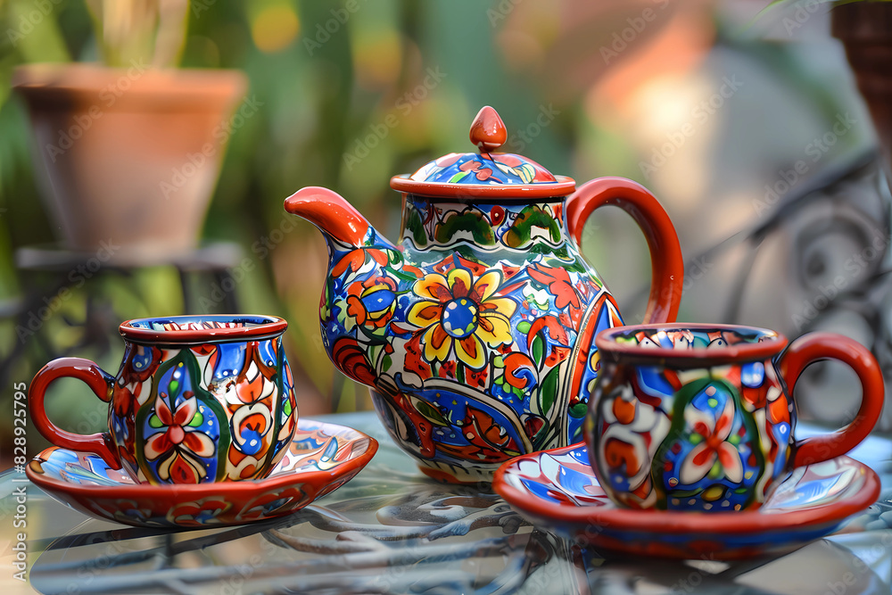 A Mexican Talavera Tea Set, a hand-painted ceramic masterpiece ...