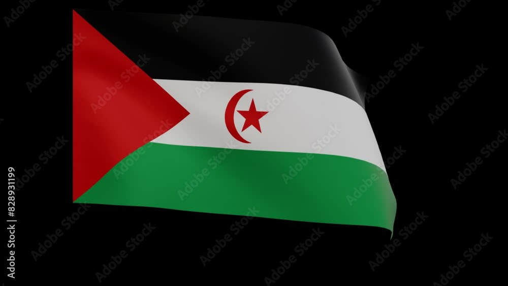 western saharan flag 4k 3d render of a waving nation banner fluttering ...
