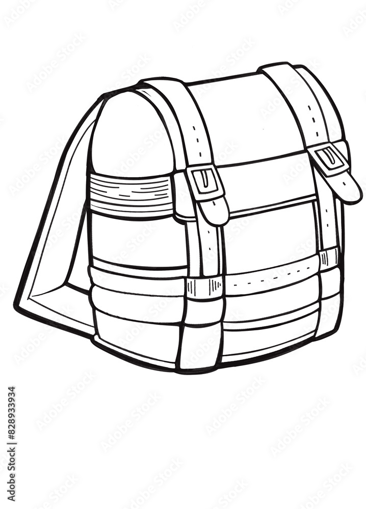 Line drawing backpack clip art game object children coloring thick thin ...