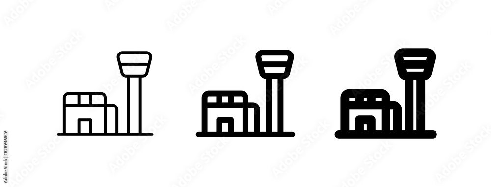 Editable airport, air traffic control building vector icon. Part of a ...