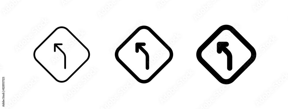 Editable curve left arrow vector icon. Map, location, navigation. Part ...
