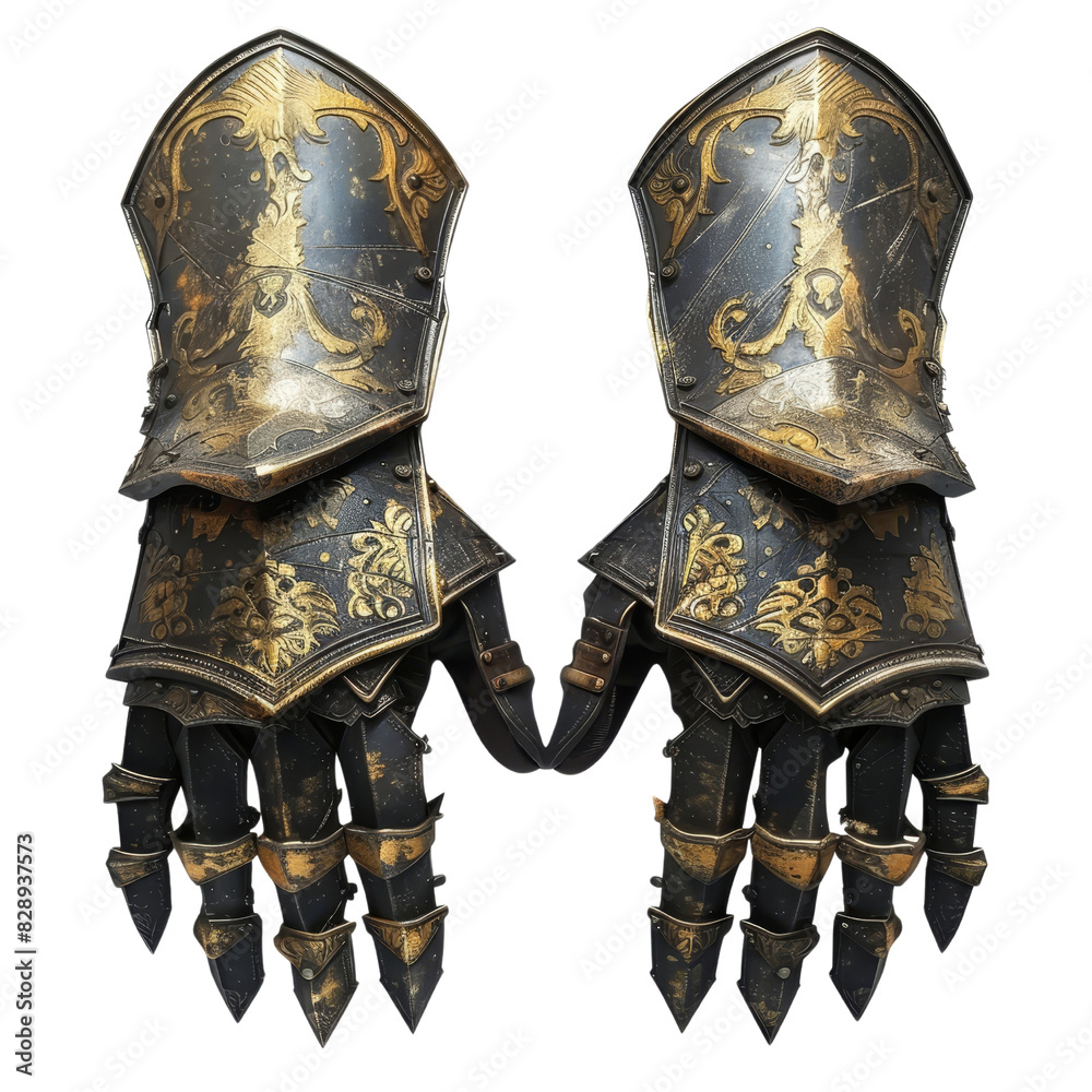 Medieval Armor Gauntlets With Ornate Design Isolated Without Background ...
