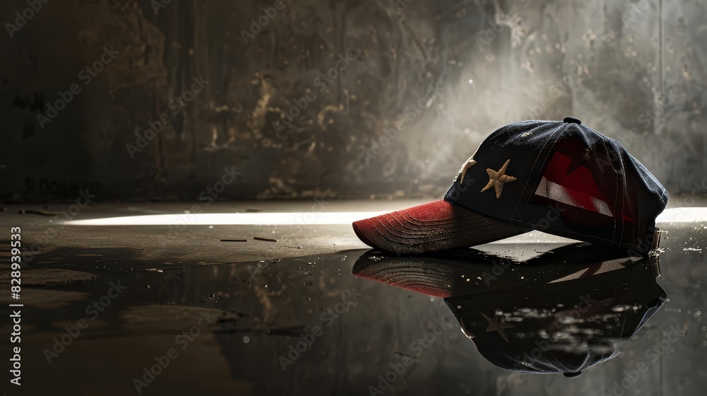 Honoring fallen soldiers with a folded American flag and cap, captured ...