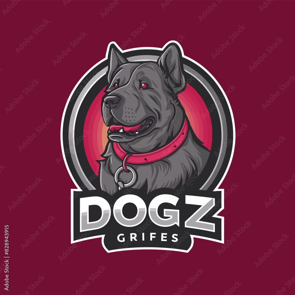 pug dog with a bone, dog logo design, vector logo, animal logo, pet ...