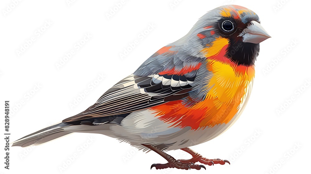cute cartoon adult male Zebra Finch Taeniopygia guttata with orange ...