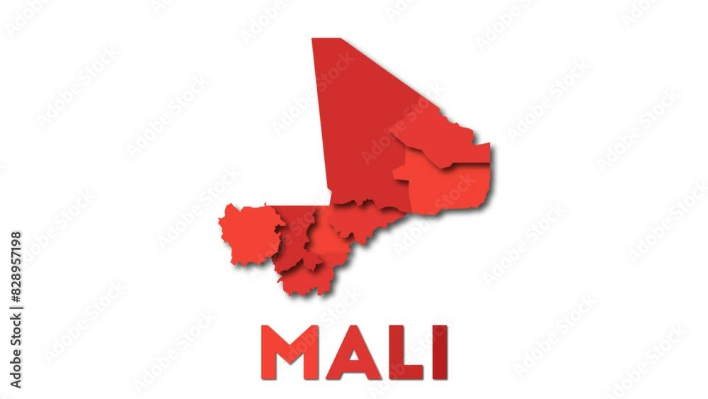 Mali map showing regions. Animated country map with title. 4k ...