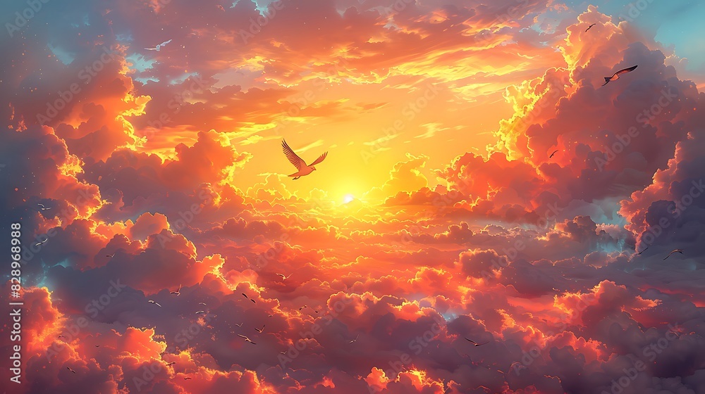 mesmerizing artwork portraying ethereal scene of pair of Swallows ...