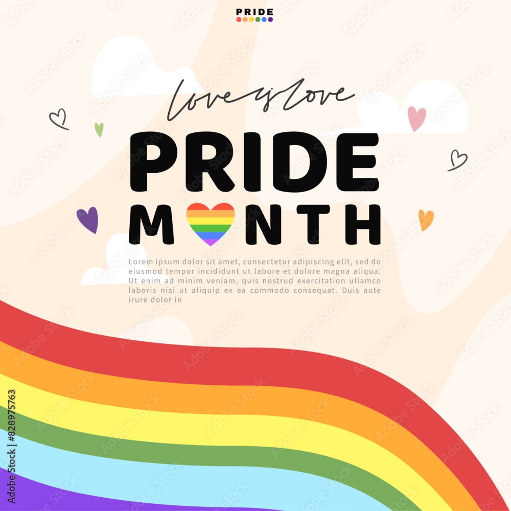 Pride month, LGBTQ+ flat style symbols with pride flags, gender signs ...