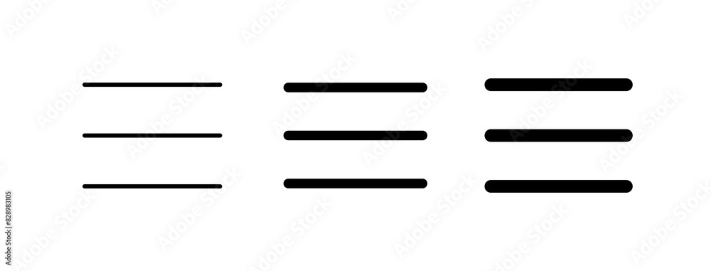 Vector burger menu icon. Black, white background. Perfect for app and ...