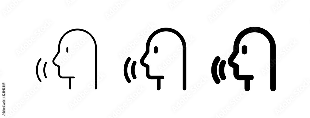 Vector person speaking, speech recognition, voice activation icon ...