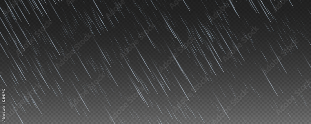 Raindrops on transparent background. Storm with rain and white cloud ...