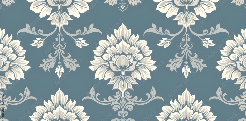 Vector illustration of a beautiful vintage retro wallpaper white floral ...