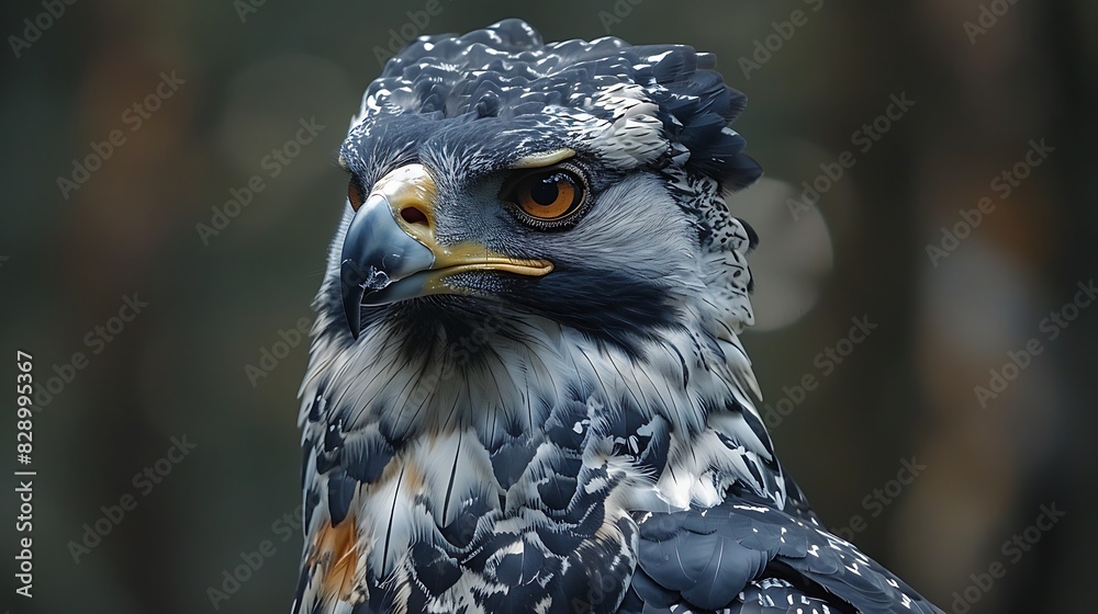 adult male Harpy Eagle Harpia harpyja with gray black and white plumage ...