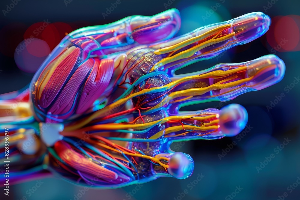 Highresolution, vibrant anatomical crosssection of the human hand for ...