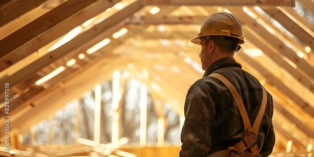 Building a wooden roof structure for house construction. Concept House ...