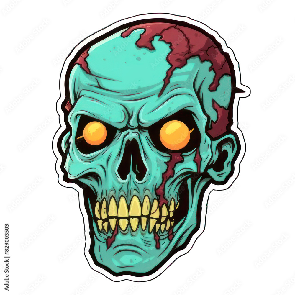 Cartoon funny zombie sticker. Zombie Sticker. Halloween stickers ...
