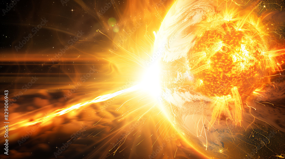 Epic depiction of a planet exploding in space, with fiery debris and ...