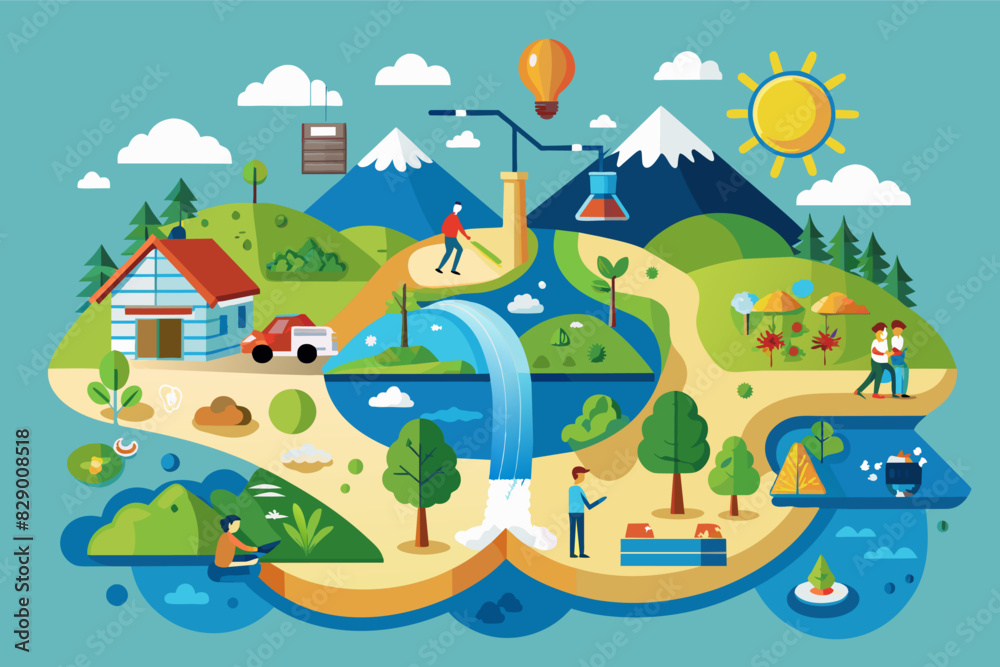 a poster with a map of a small town, A poster displaying a map of a ...