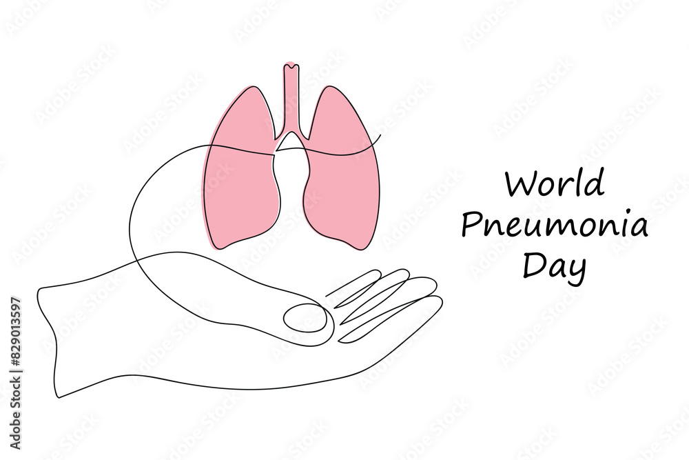 World Pneumonia Day in one continuous line. One line drawing ...
