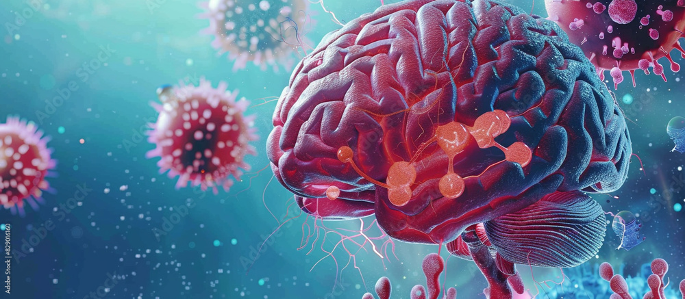 Biology background with a detailed look at human brain structures. 32k ...