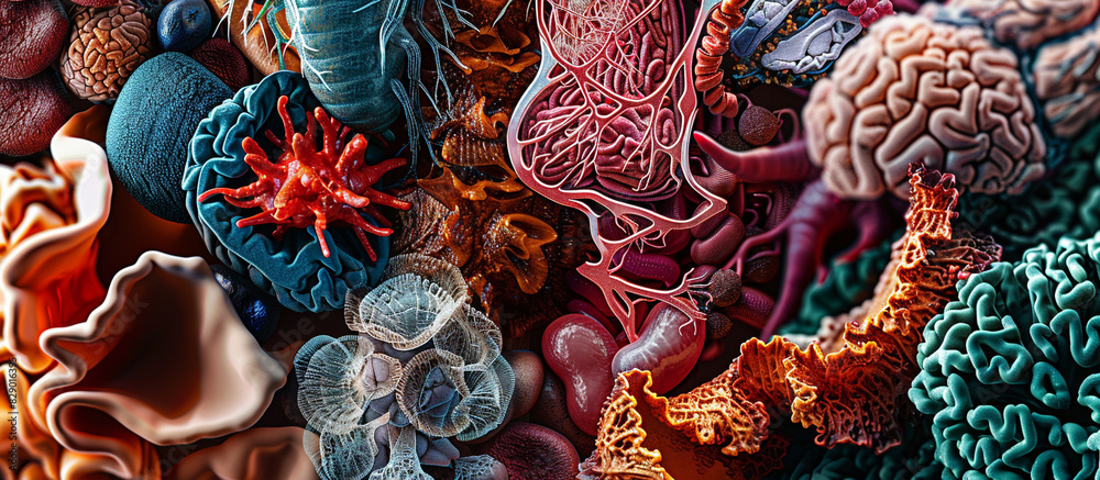 Biology background with a high-resolution image of various types of ...