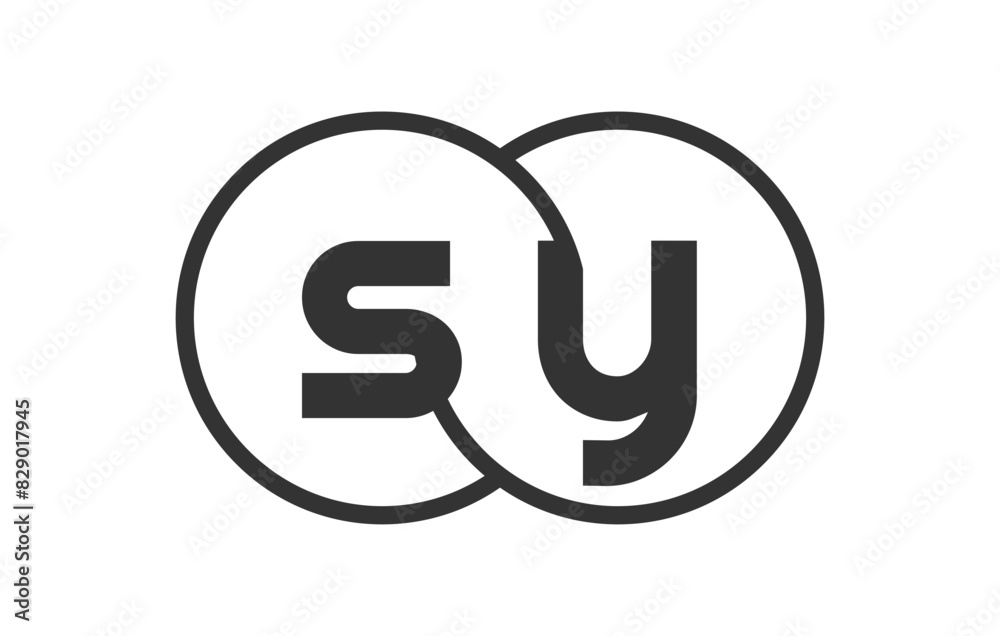 Vetor de SY business company emblem with outline rounds and letters s y ...