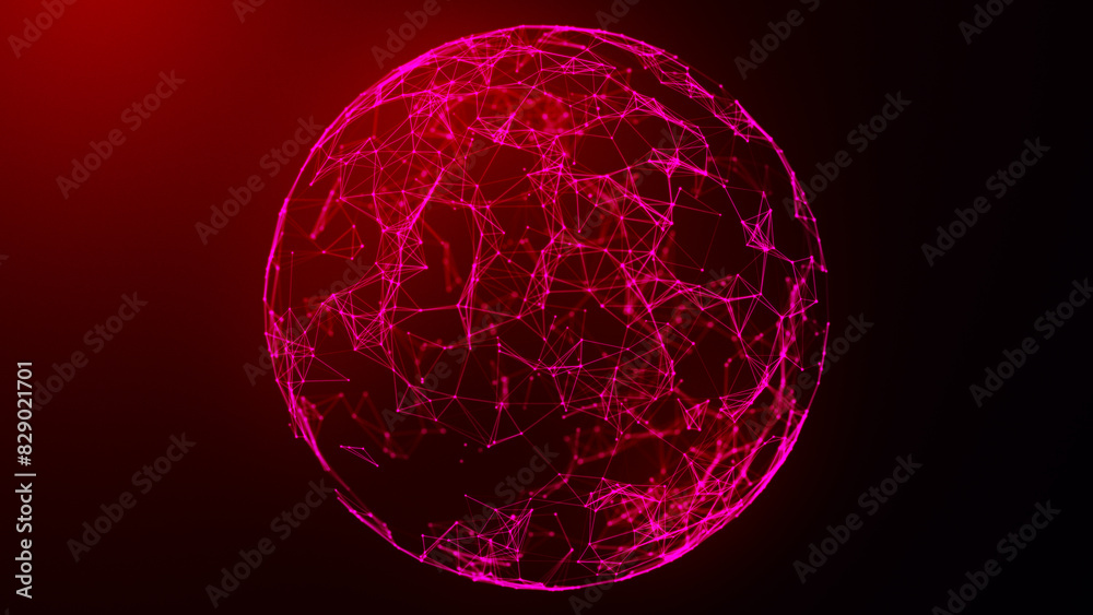 Abstract 3d futuristic sphere. Global network connection. Sphere made of dots and lines. Big ...