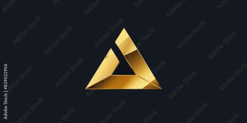 Sleek gold triangle logo on a black background. Perfect for branding ...