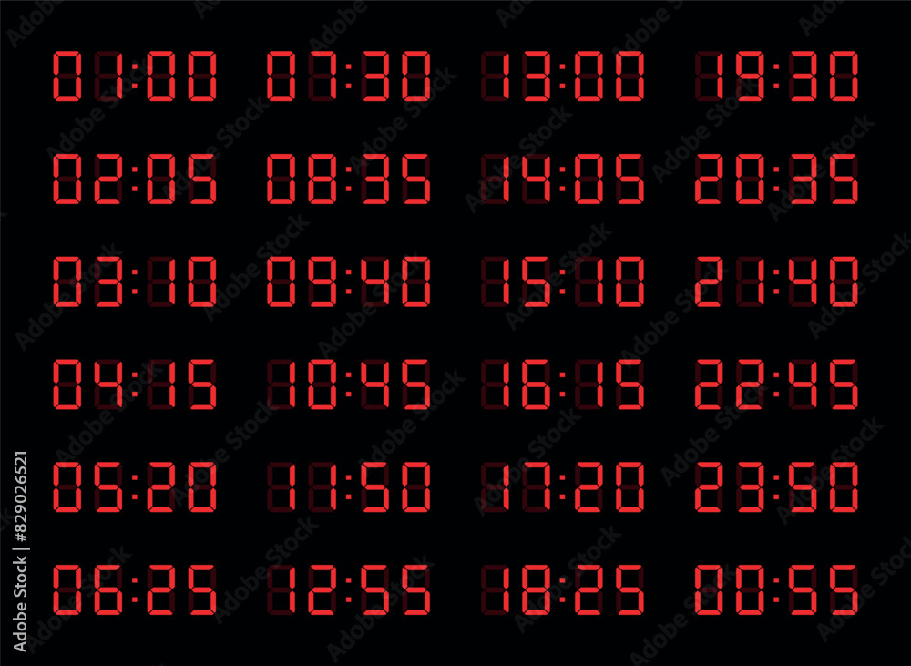 Electronic numerals (numbers arabic). Alarm clock or clock symbol ...