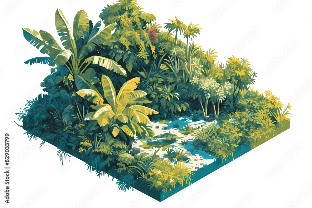 Isometric jungle terrain. Illustration isolated on transparent ...
