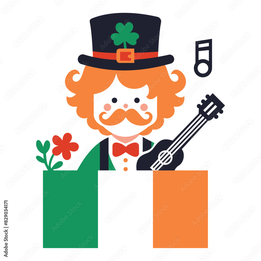 Vector Irish Musician with Guitar and Irish Flag: Celebrating the ...