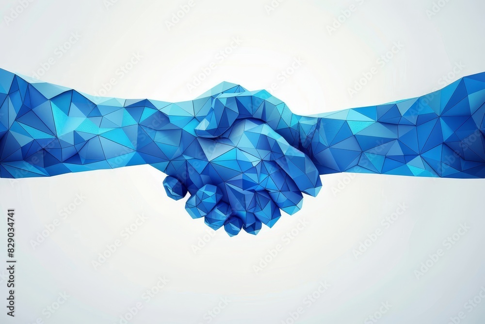 Minimalist blue low poly handshake. essential professional partnerships ...
