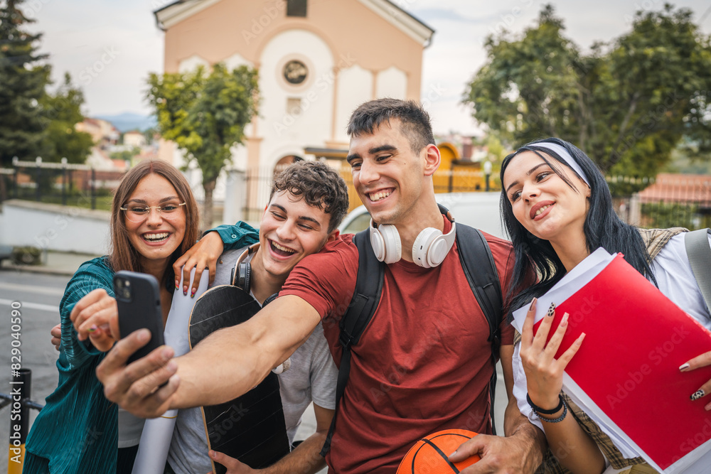 Photo & Art Print group of teenage students self portrait selfie of gen ...