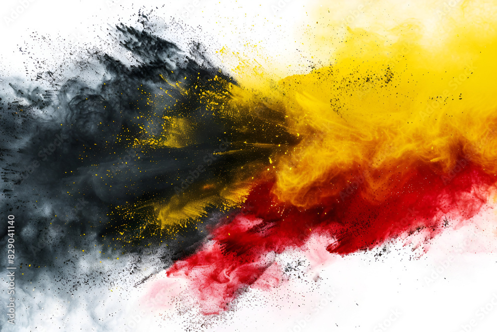 colorful german flag black red gold yellow color holi paint powder ...