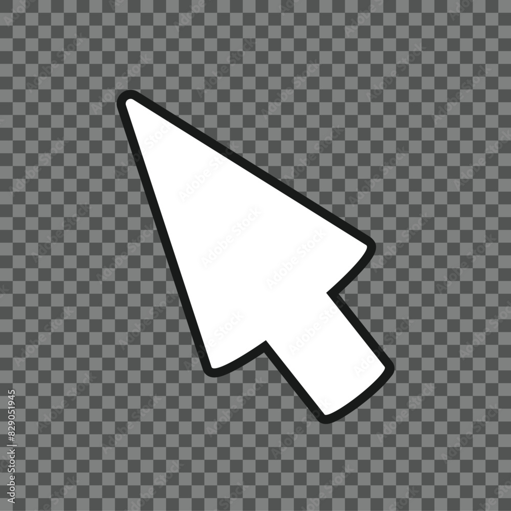 Black and white cursor design. Simple pointer design on transparent ...