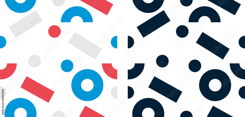vector illustration of a seamless pattern with basic geometric shapes ...