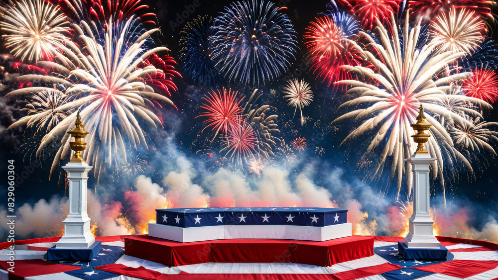 America product display background, USA podium background, white and ...
