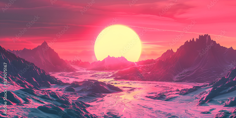 sunrise over the mountains, Aesthetic Wallpaper Featuring A Background ...