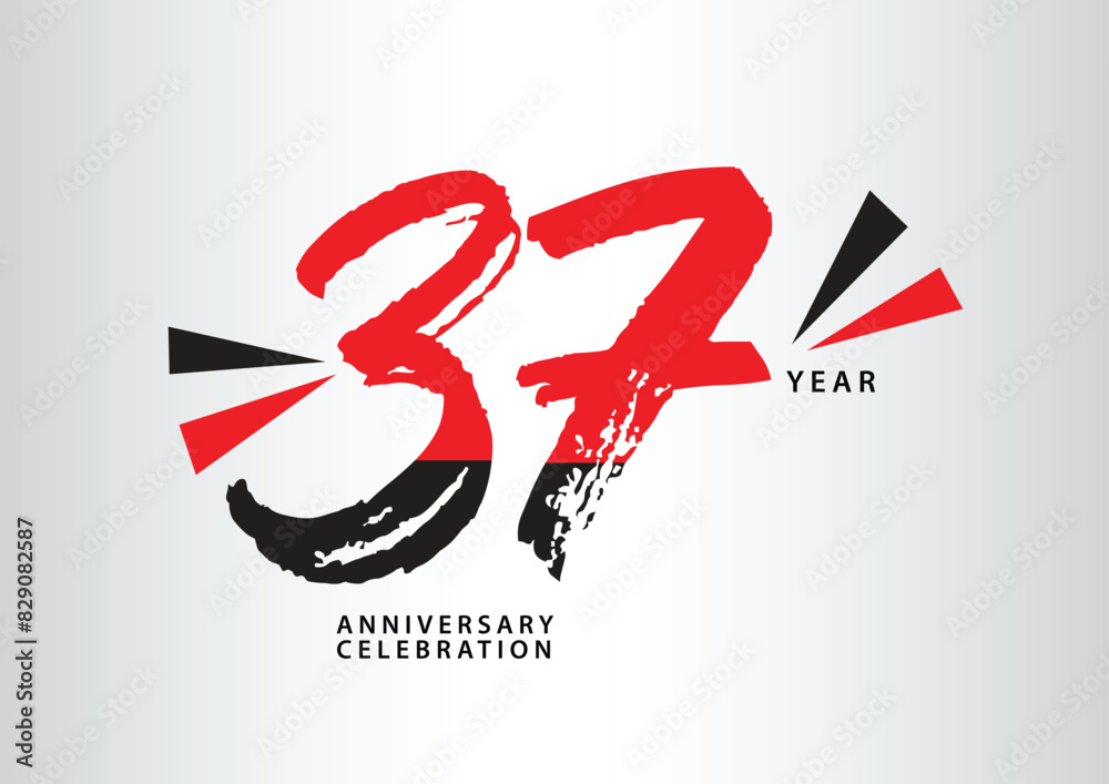 37 year anniversary celebration logotype vector, 37 number design, 37th ...