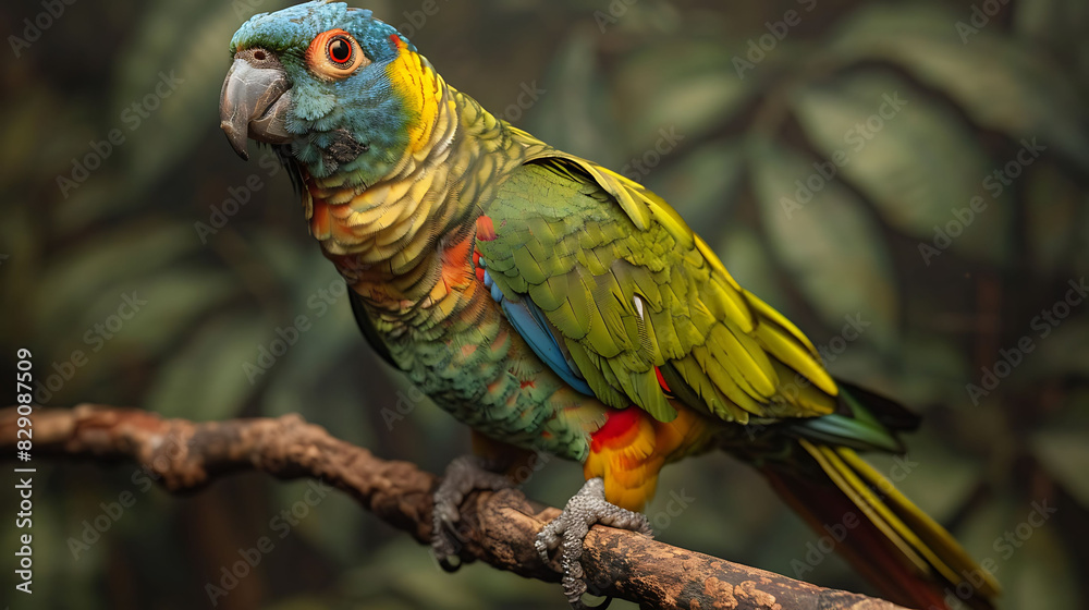 adult male Saint Lucia Amazon Amazona versicolor with green blue and ...