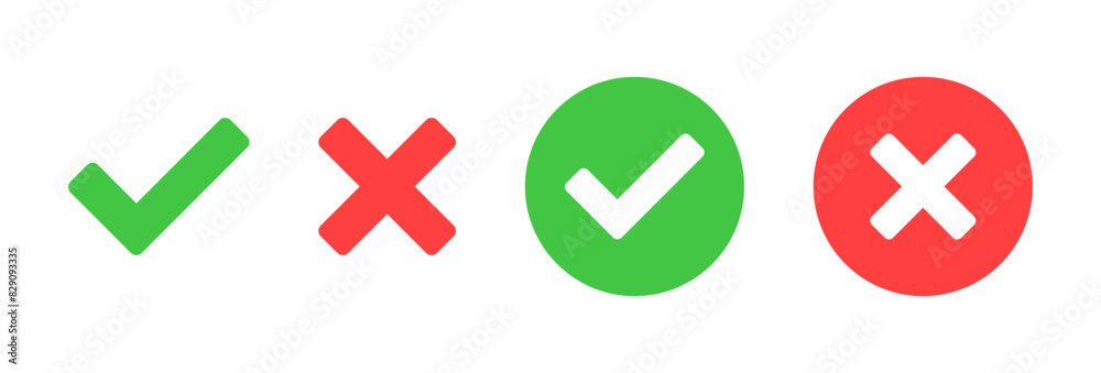 check mark icon button set. check box icon with right and wrong buttons ...