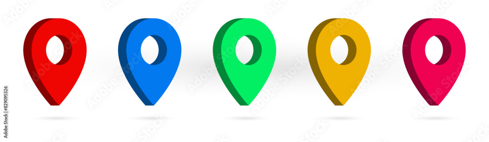 3d location map pointer icon, place pin marker sign - isometric red gps ...