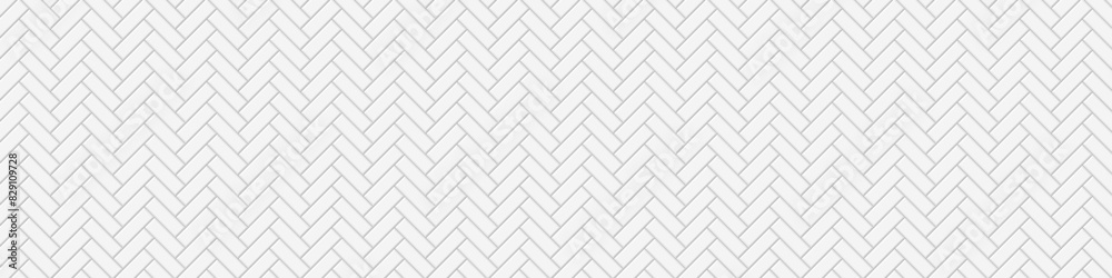 White horizontal herringbone tile background. Fishbone stone or ceramic ...