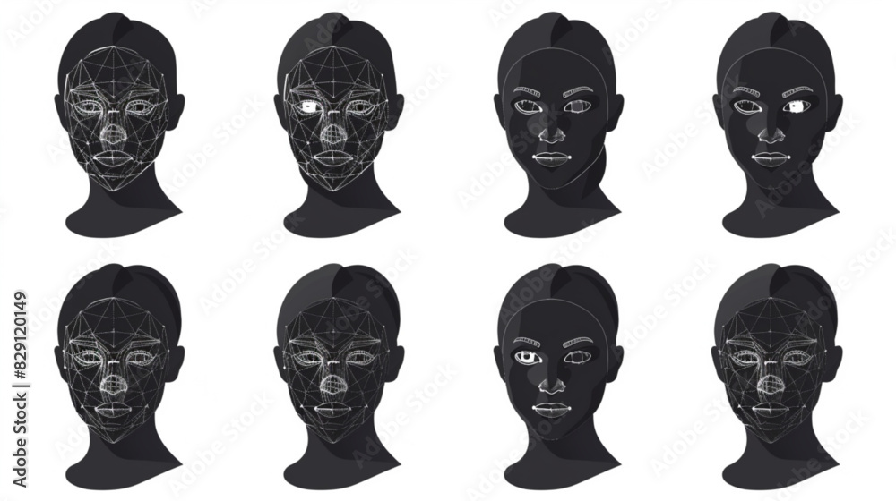 Face recognition. Face ID. Human Face Scanning. Facial recognition ...