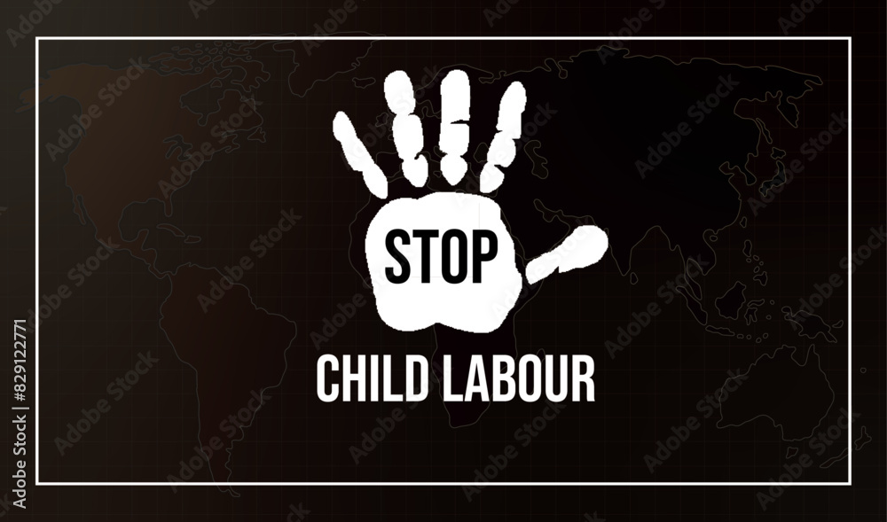 Stop child labour, World day against child labour, June 12, stop icon ...