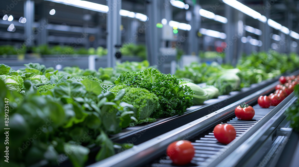A sleek, automated produce distribution center where conveyor belts ...