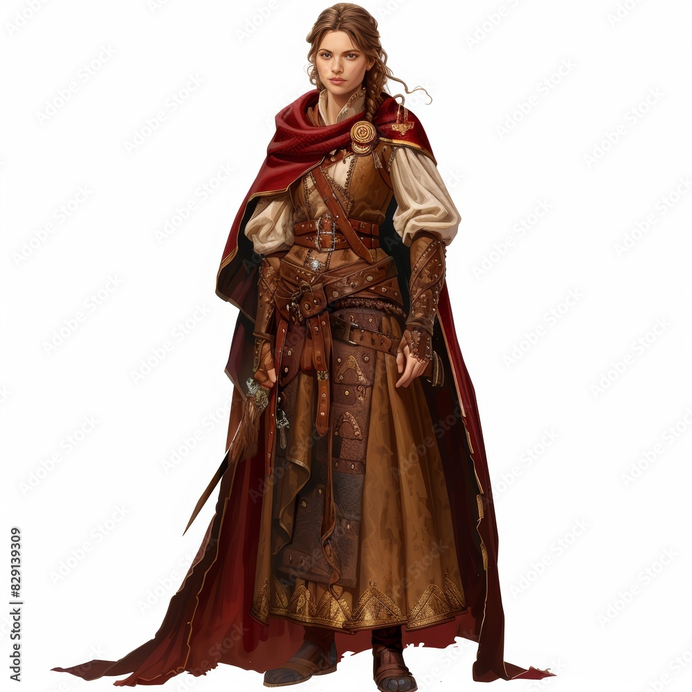 medieval nobility, baron's daughter female 20 years old, pricy outfit ...