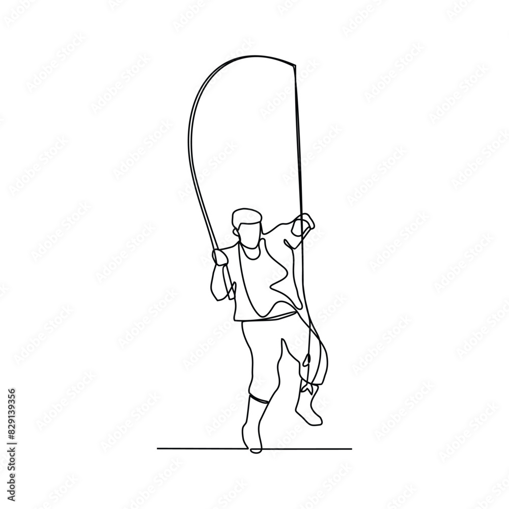 One continuous line drawing of people do fishing vector illustration ...